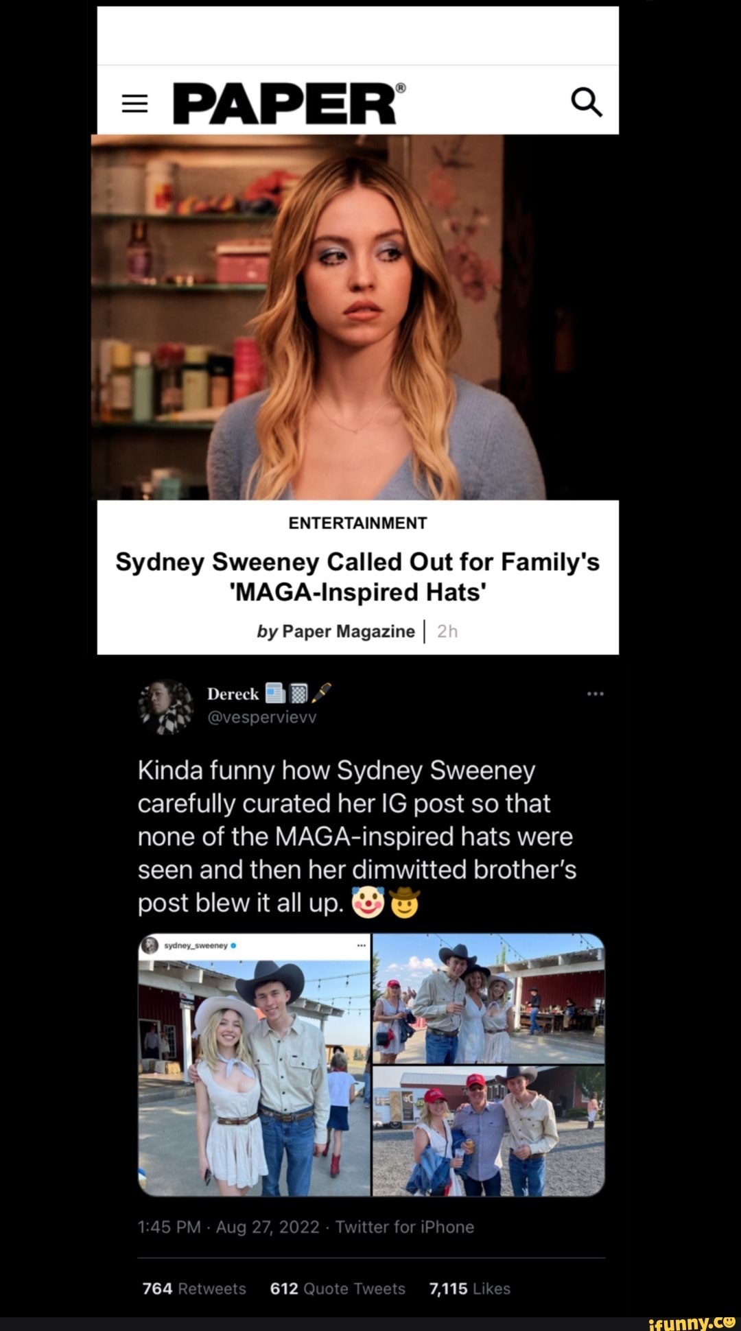 PARE ENTERTAINMENT Sydney Sweeney Called Out for Family's 'MAGA ...