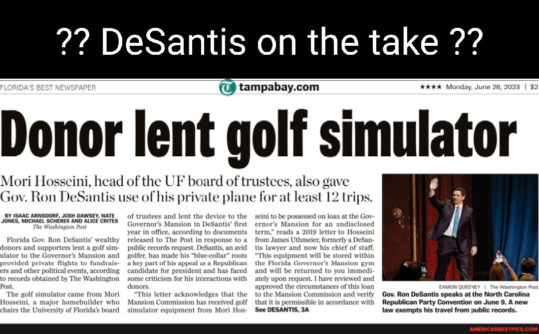 DeSantis on the take (Up lant Mori Hosseini, head of the UF board of ...