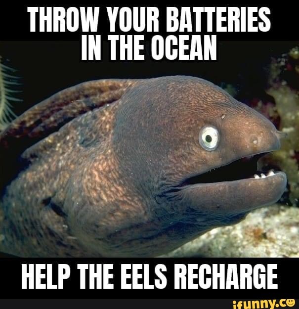 THROW YOUR BATTERIES IN THE OCEAN HELP THE EELS RECHARGE - iFunny