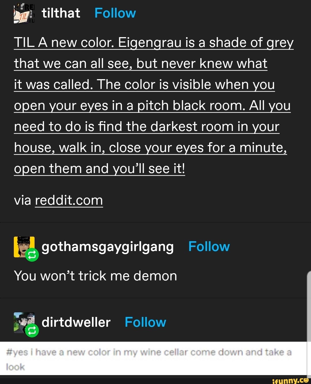 TILA new color. Eigengrau is a shade of grey that we can all see, but ...