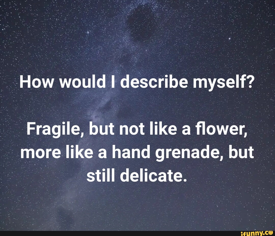 How would I describe myself? Fragile, but not like a flower, more like ...