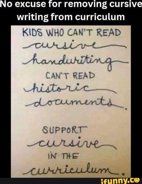 No excuse for removing cursive writing from curriculum KIDS WHO CAN'T ...
