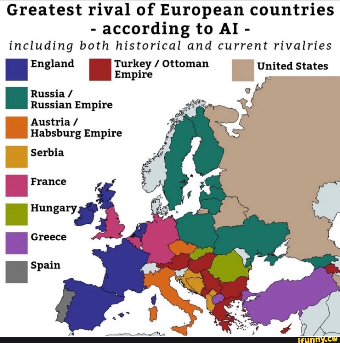 Greatest rival of European countries - according to AI - including both ...