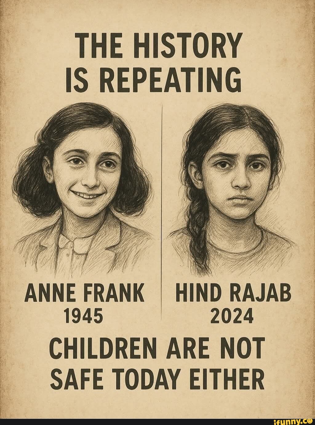 THE HISTORY IS REPEATING ANNE FRANK 1945 HIND RAJAB 2024 CHILDREN ARE ...