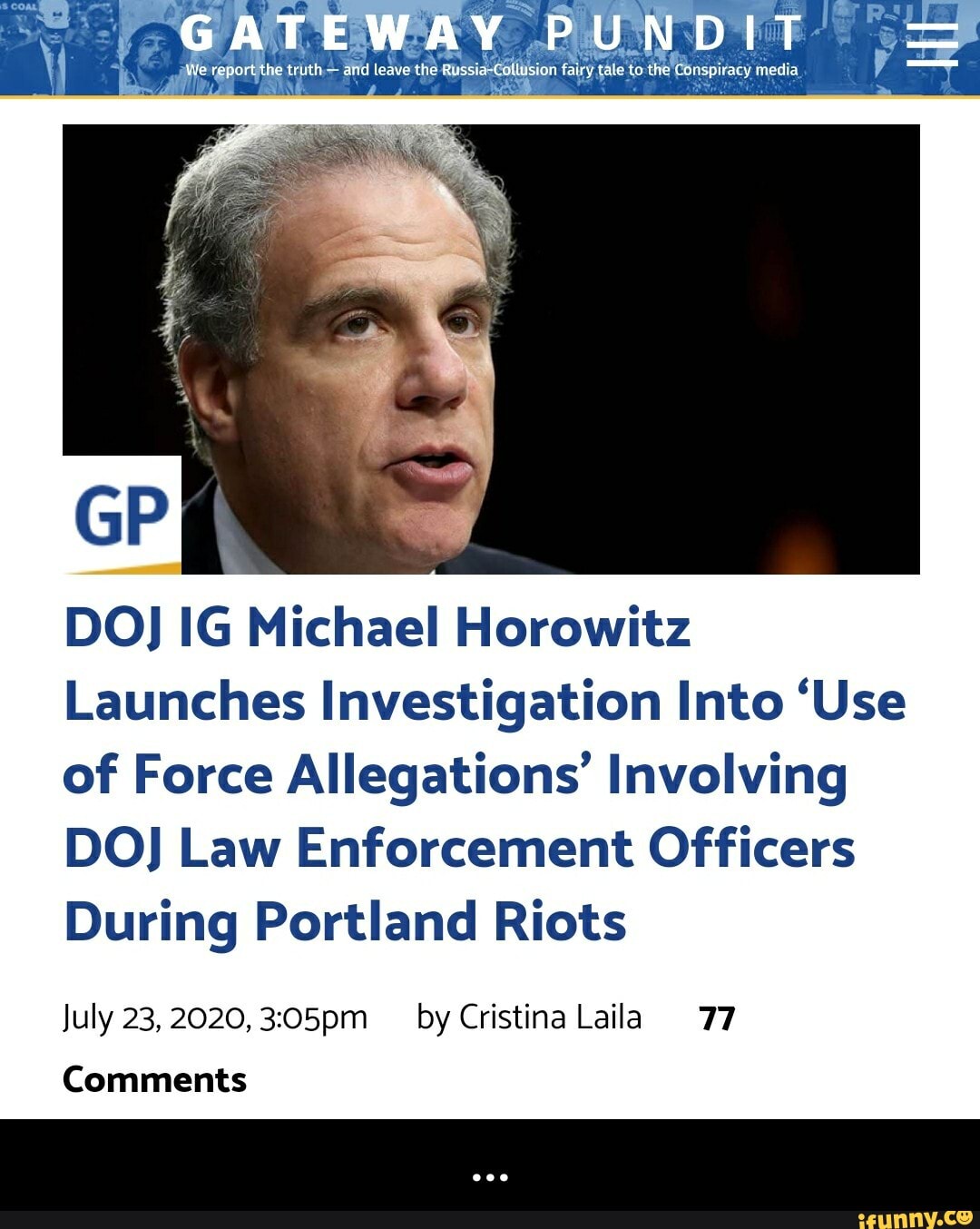 DO] IG Michael Horowitz Launches Investigation Into 'Use of Force ...