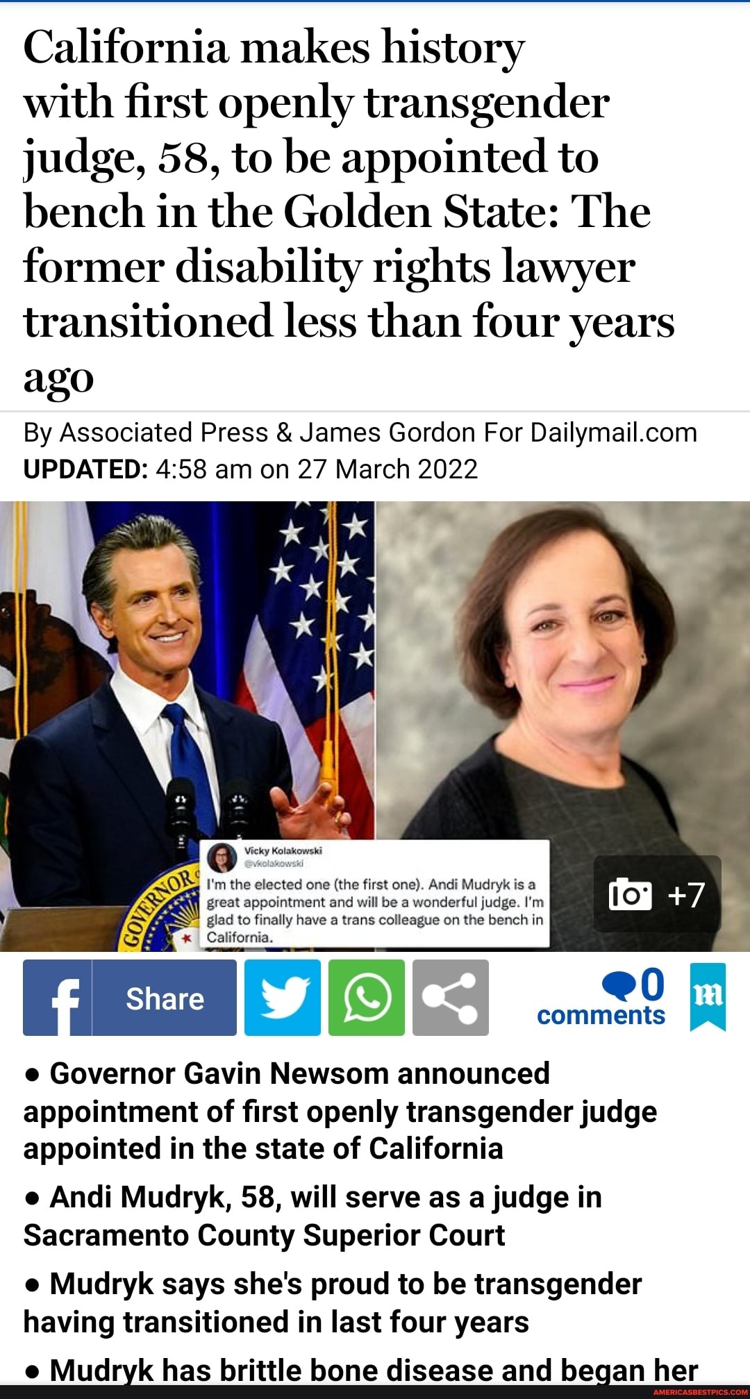 California makes history with first openly transgender judge, 58, to be ...