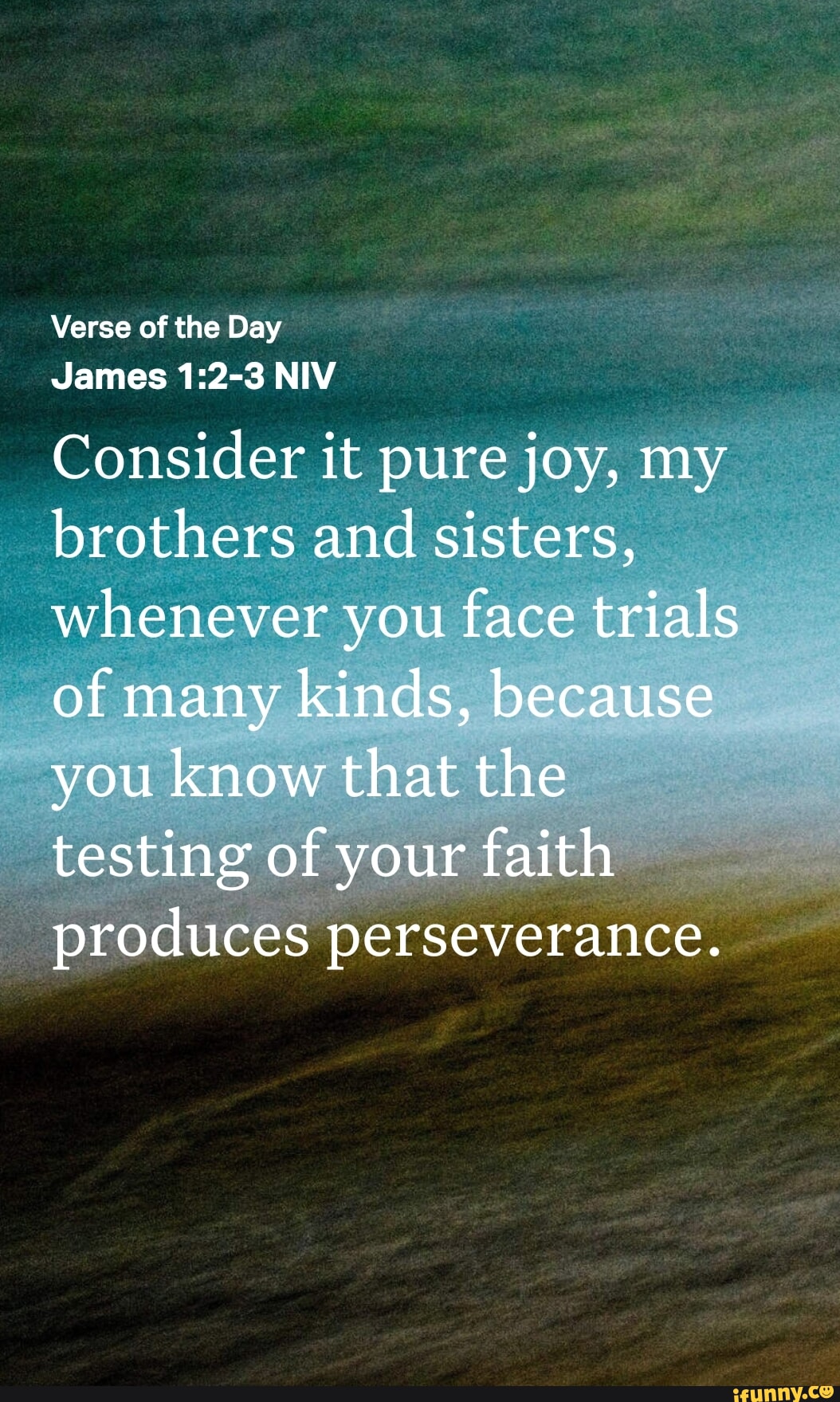 Verse of the Day James Consider it pure joy, my brothers and sisters ...