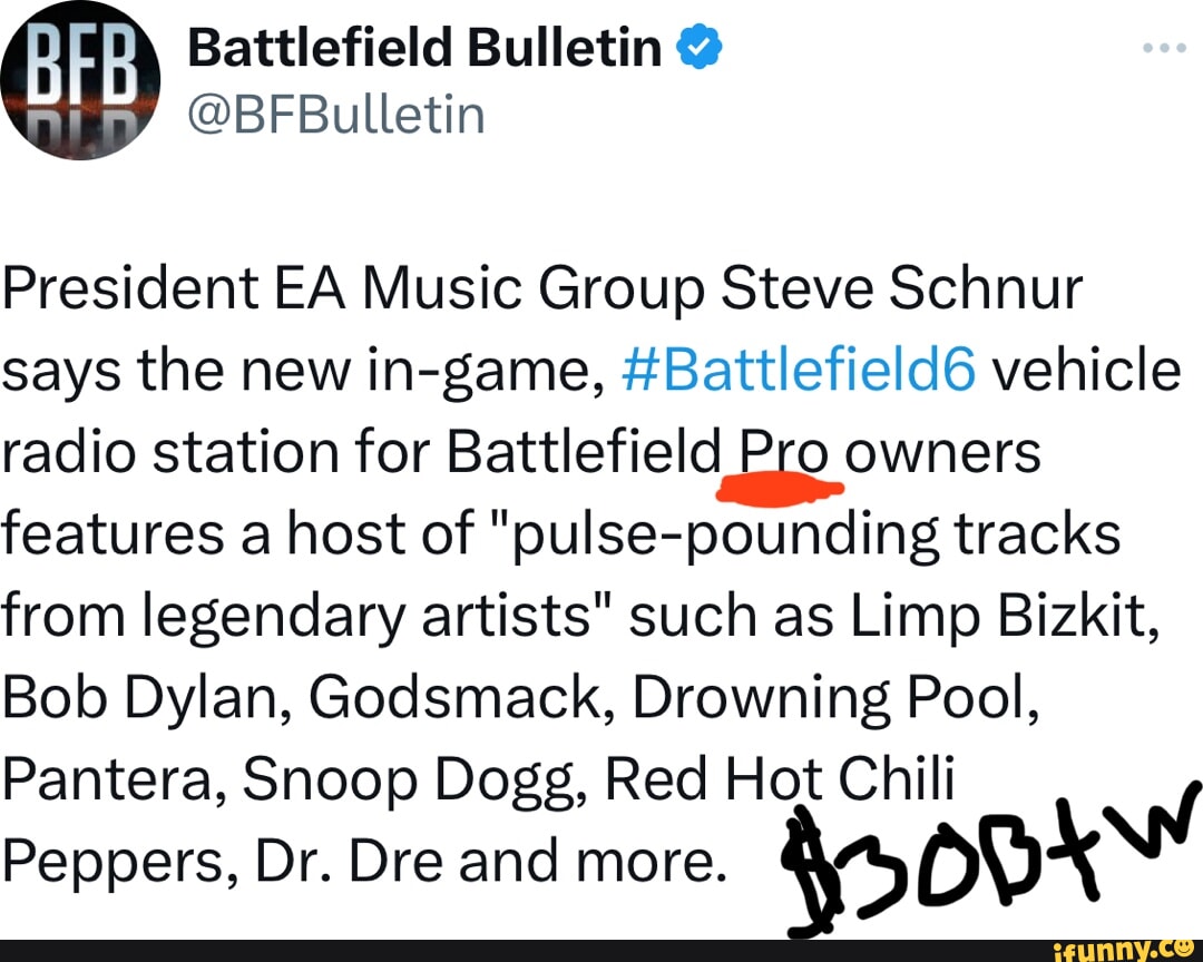 Battlefield Bulletin @ President EA Music Group Steve Schnur says the ...