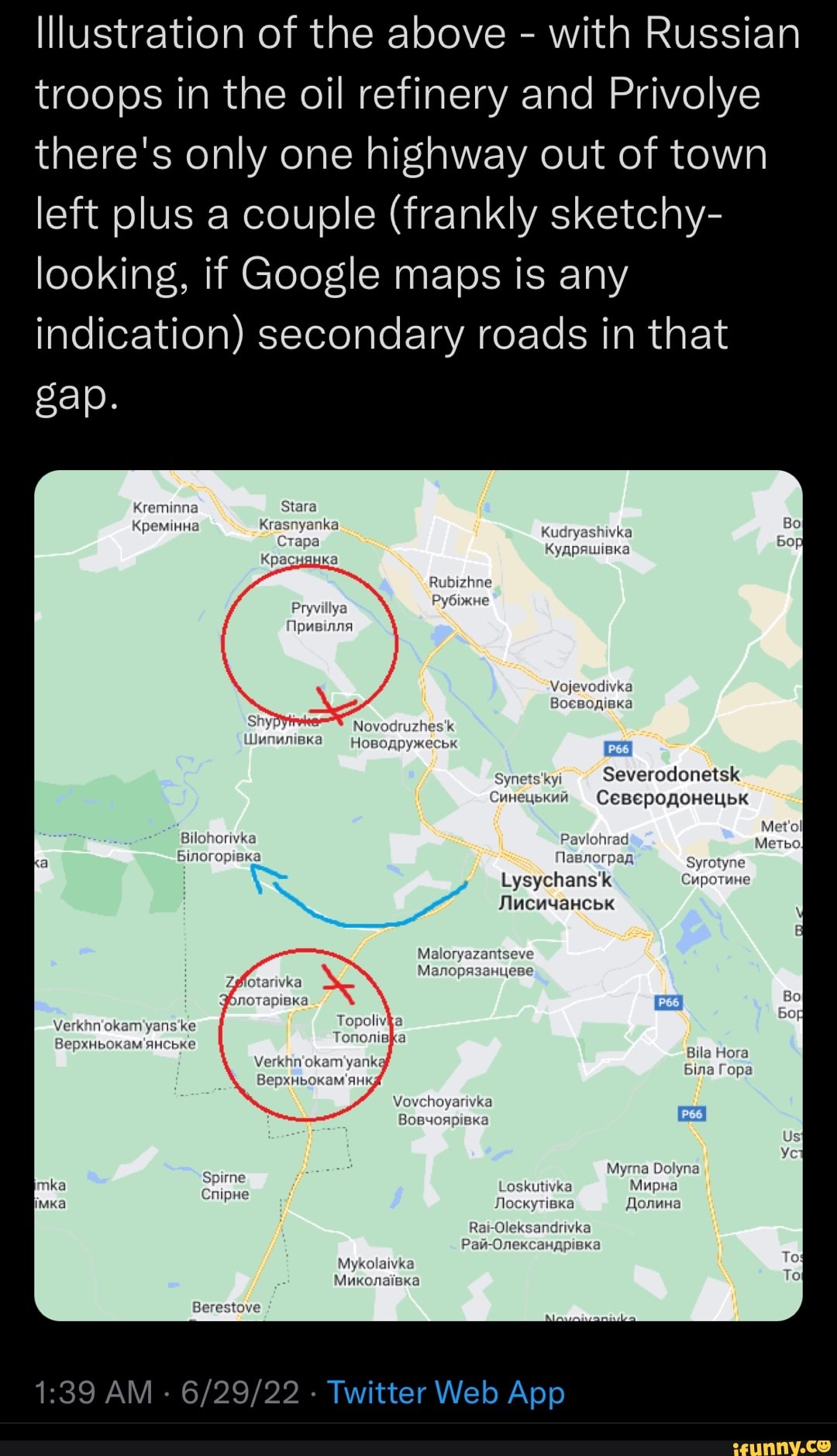 Illustration of the above - with Russian troops in the oil refinery and ...