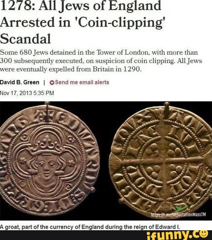 Jews Scandal SS Acrested fed, on suspicion of coin clipping. All Jews ...