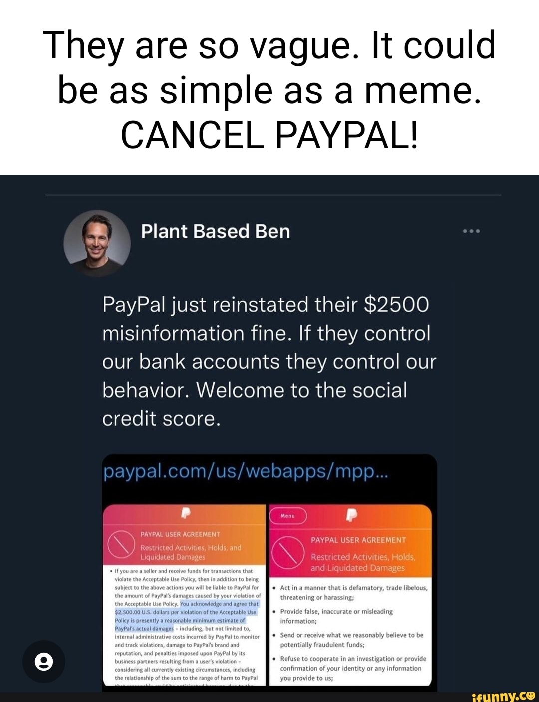 They are so vague. It could be as simple as a meme. CANCEL PAYPAL ...