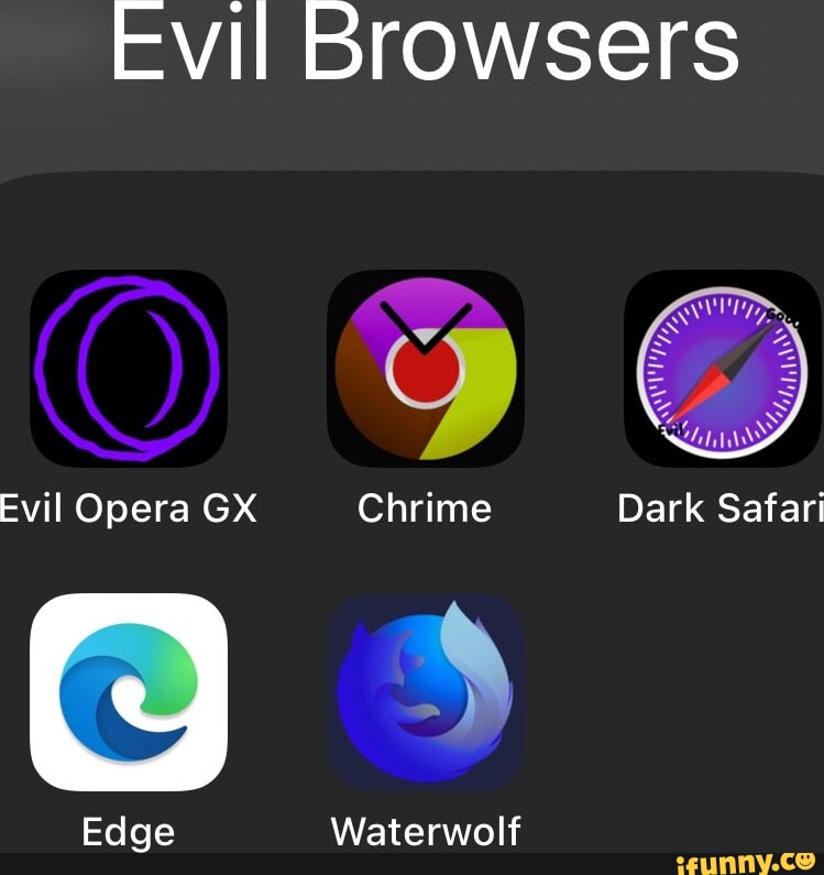 Evil Browsers Evil Opera GX Chrime Dark Safari ra Edge Waterwolf - iFunny