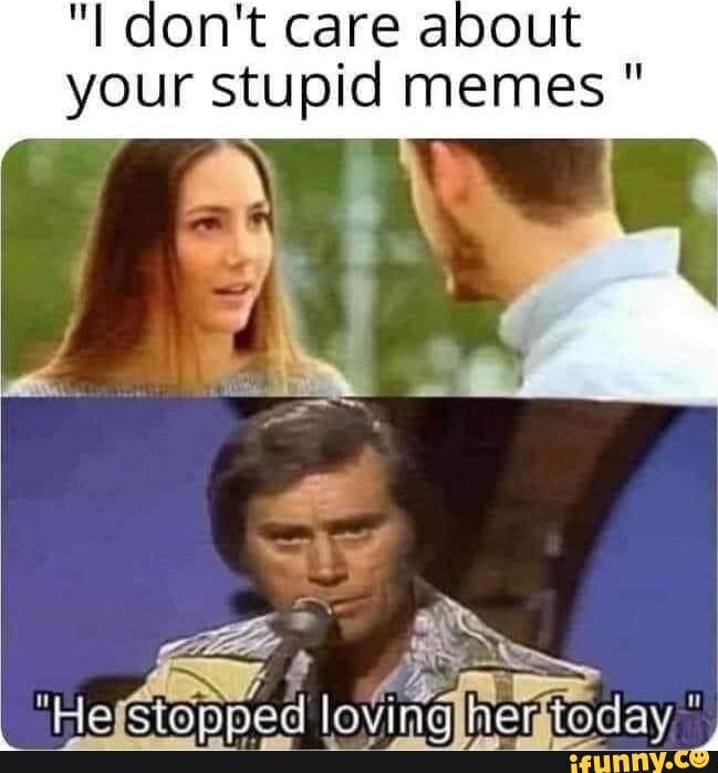 "I don't care about your stupid memes " "He Stopped lo Vingjhettoday ...