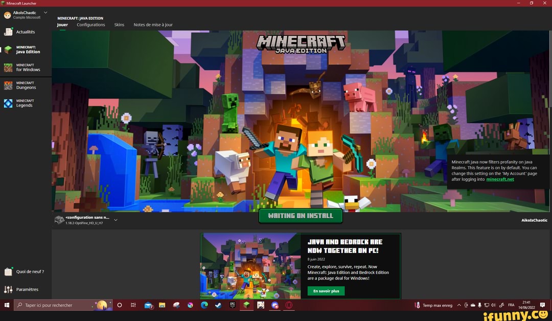 Minecraft Launcher AikolsChaotic 'Compte Microsoft MINECRAFT: JAVA ...