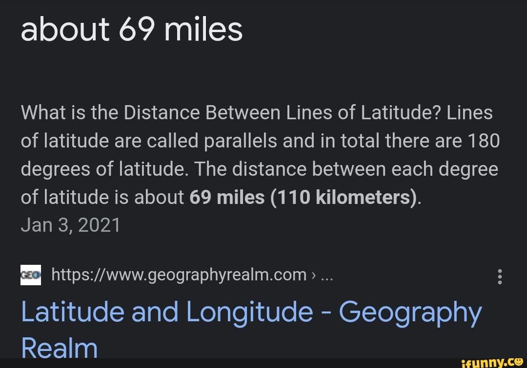 About 69 miles What is the Distance Between Lines of Latitude? Lines of ...