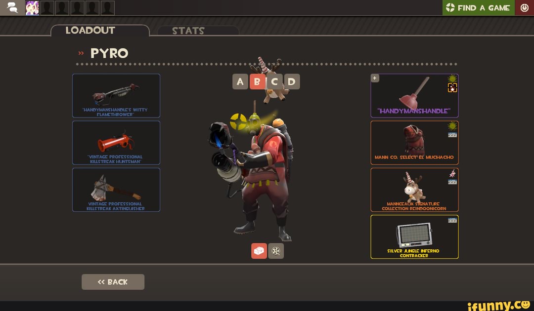 LOADOUT STATS " PYRO HAND YMANSHANDLE'S WITTY FLAMETHROWER ...