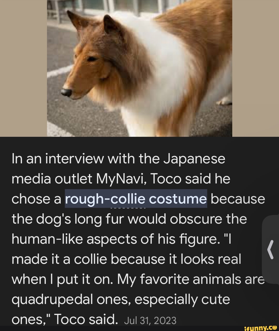 In an interview with the Japanese media outlet MyNavi, Toco said he ...