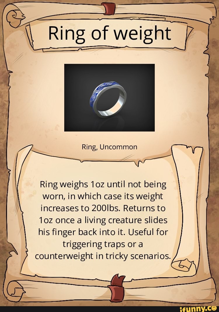 Ring of wei ight Ring, Uncommon Ring weighs until not being worn, in ...
