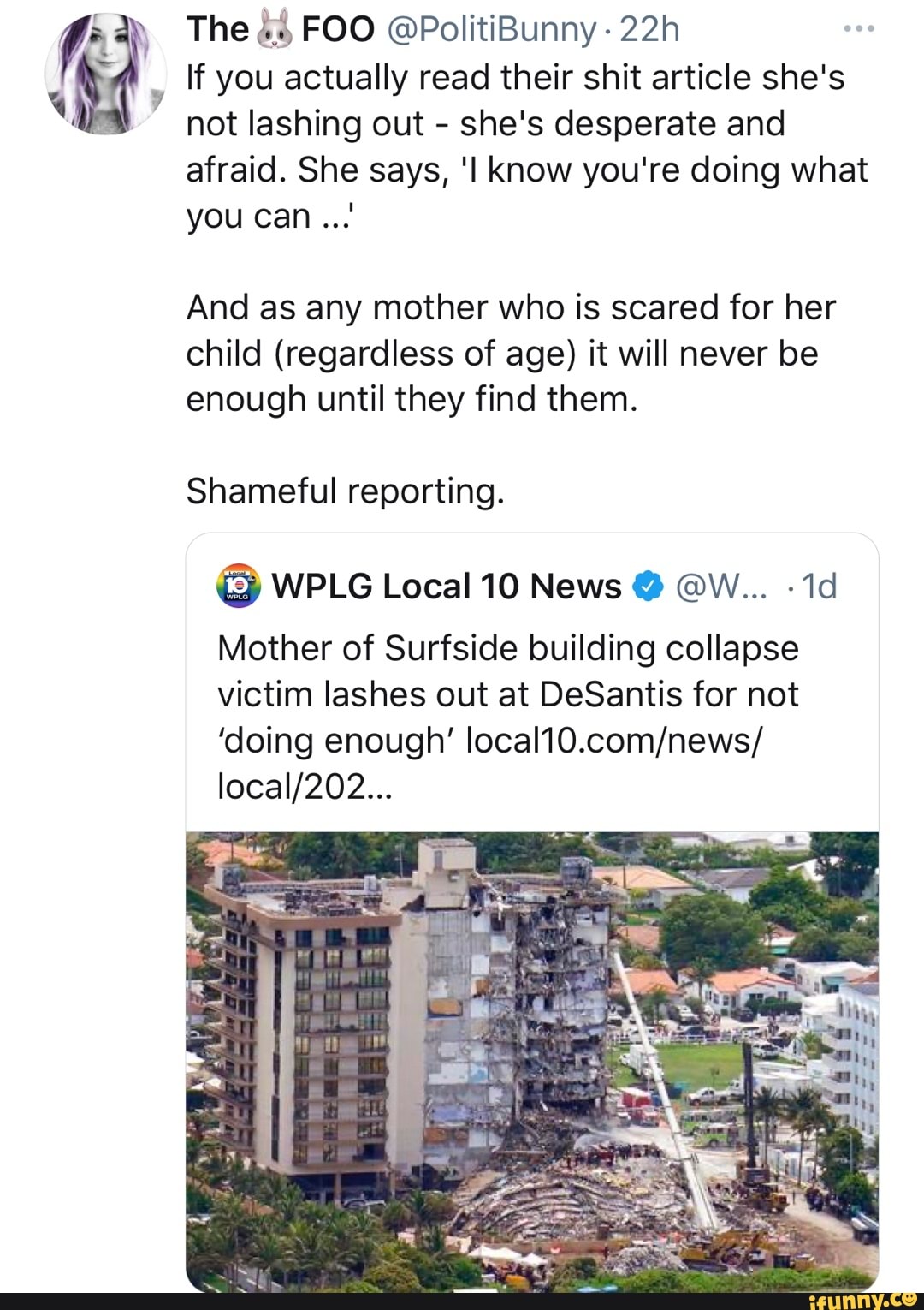 The FOO @PolitiBunny- If you actually read their shit article she's not ...