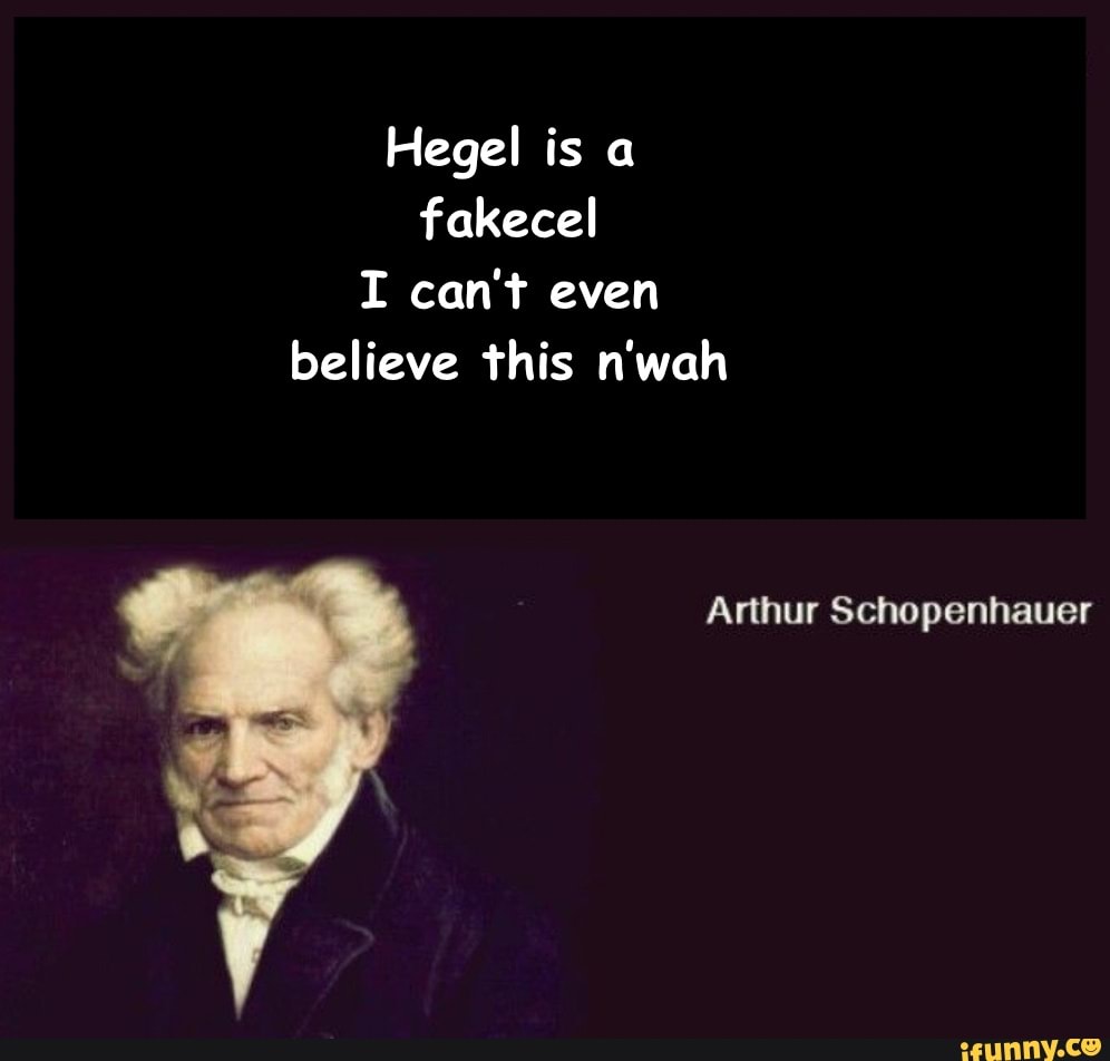 Hegel is a fakecel I can't even believe this n'wah Arthur Schopenhauer ...