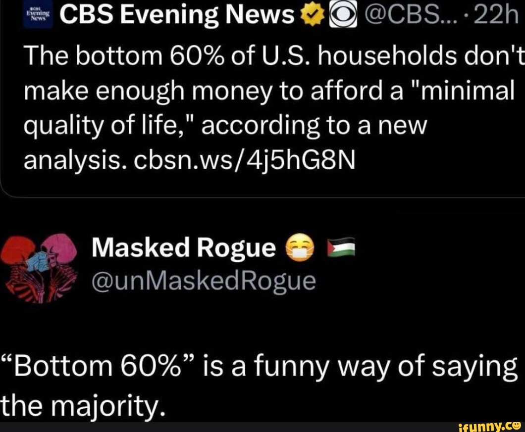 CBS Evening News @CBS...- The bottom 60% of U.S. households don't make ...