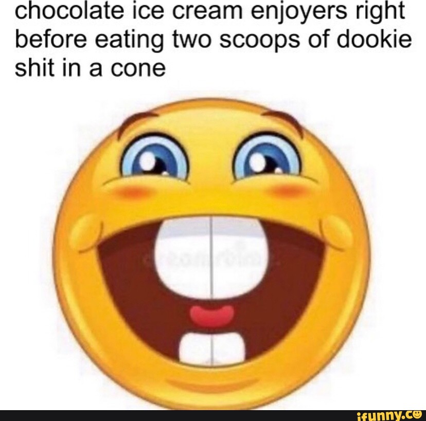 Chocolate ice cream enjoyers right before eating two scoops of dookie ...
