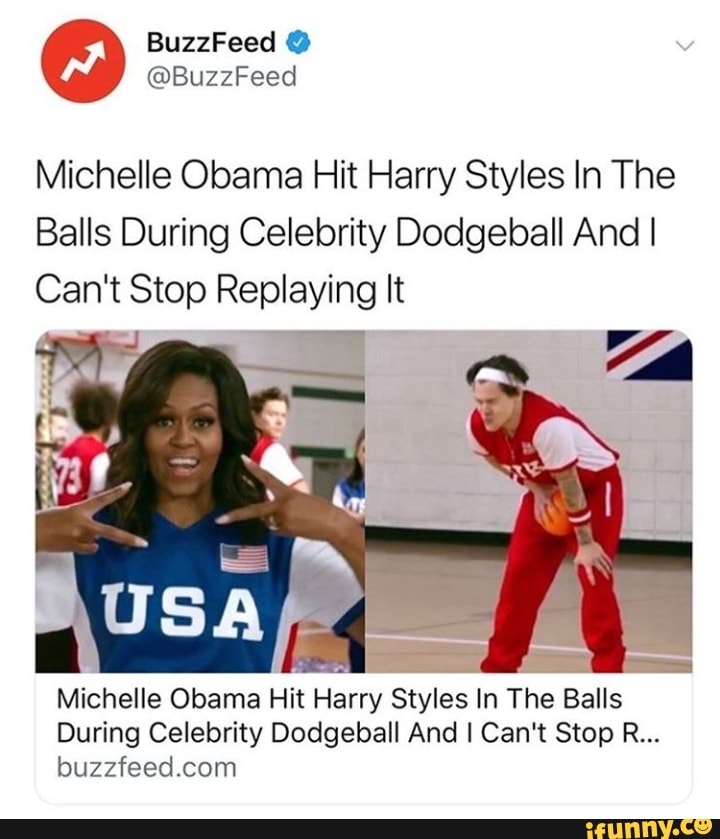 Michelle Obama Hit Harry Styles In The Balls During Celebrity Dodgeball ...