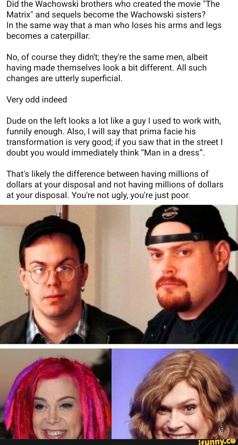 Did the Wachowski brothers who created the movie "The Matrix" and ...
