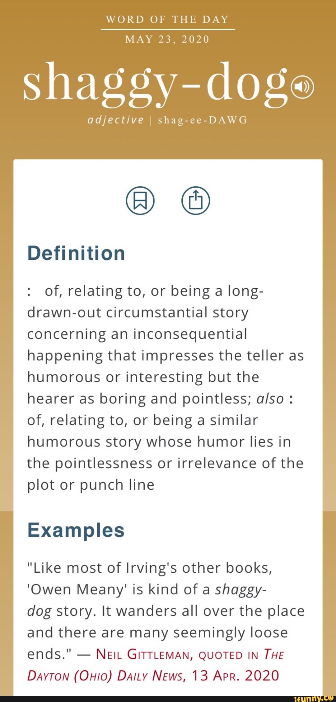 WORD OF THE DAY MAY 23, 2020 shaggy-doge adjective I shag-ee-DAWG ...