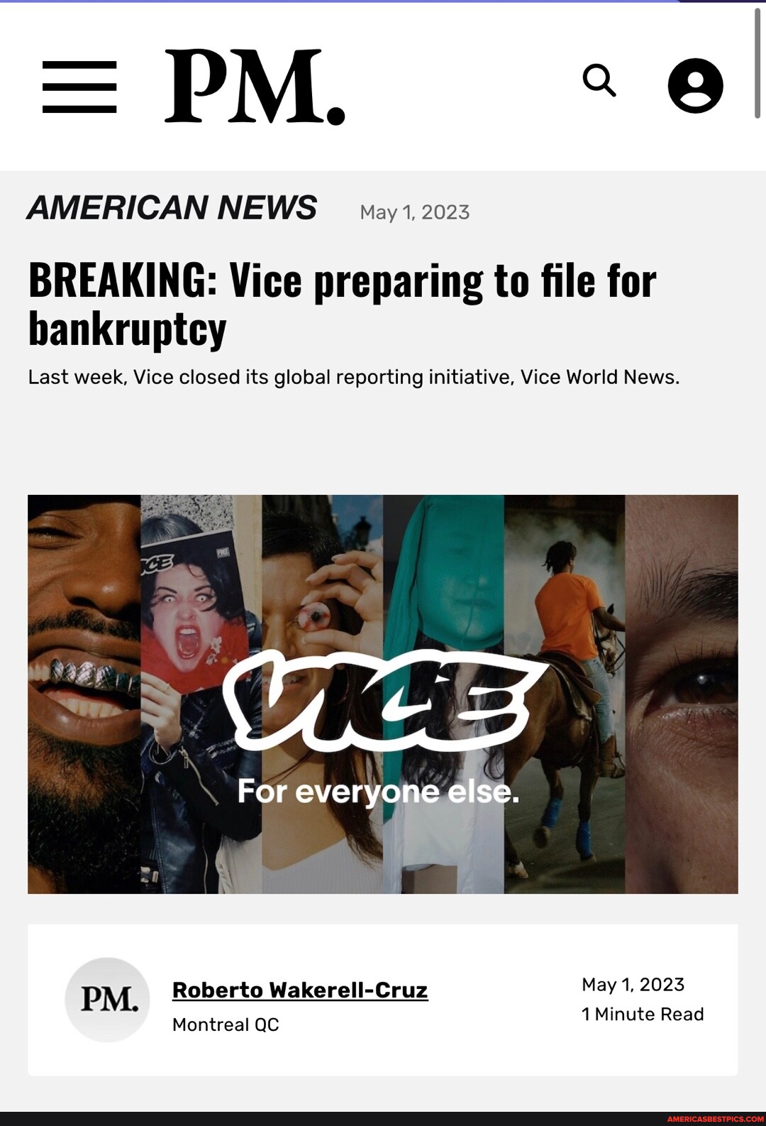 = PM. AMERICAN NEWS may1,2023 BREAKING: Vice preparing to file for ...