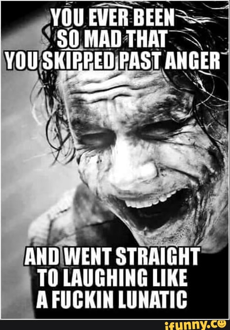 YOU EVER BEEN' 'SO. MAD THAT I VOU SKIRPED PAST ANGER I AND WENT ...