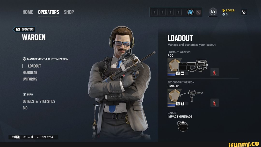 HOME OPERATORS SHOP wanes WARDEN MANAGEMENT & CUSTOMIZATION LOADOUT ...