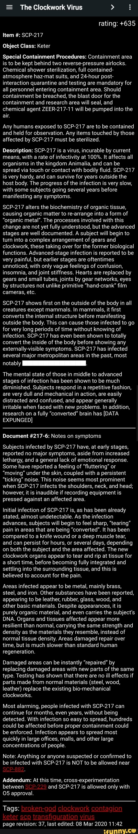 = The Clockwork Virus : Special Containment Procedures: Containment ...