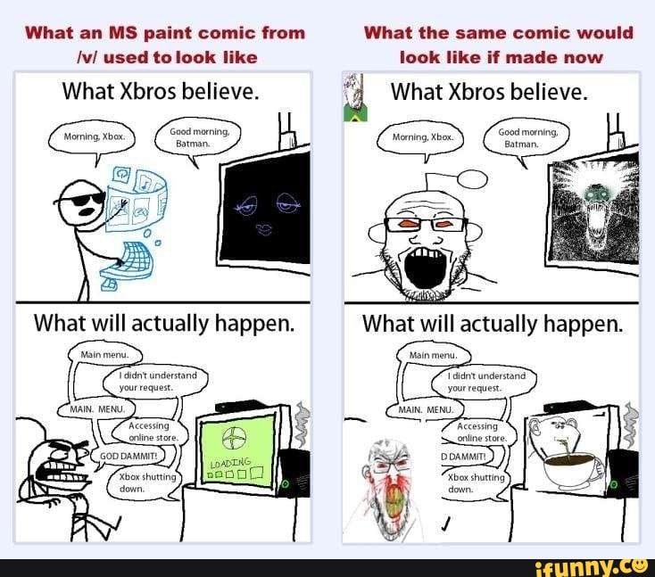 What an MS paint comic from used to look like What Xbros believe. What ...