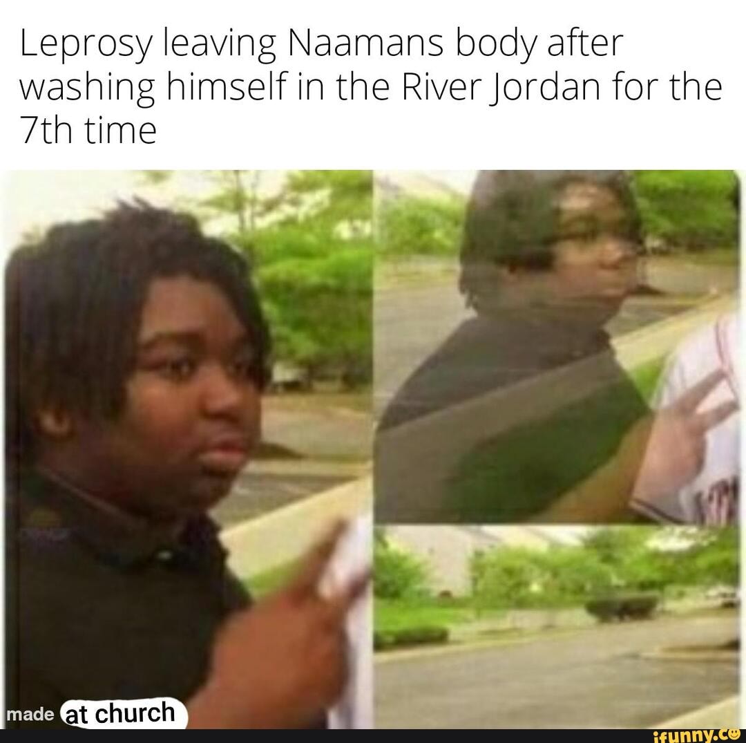 Leprosy leaving Naamans body after washing himself in the River Jordan ...