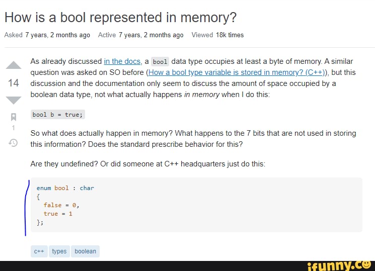 How is a bool represented in memory? Asked 7 years, 2 months ago Active ...