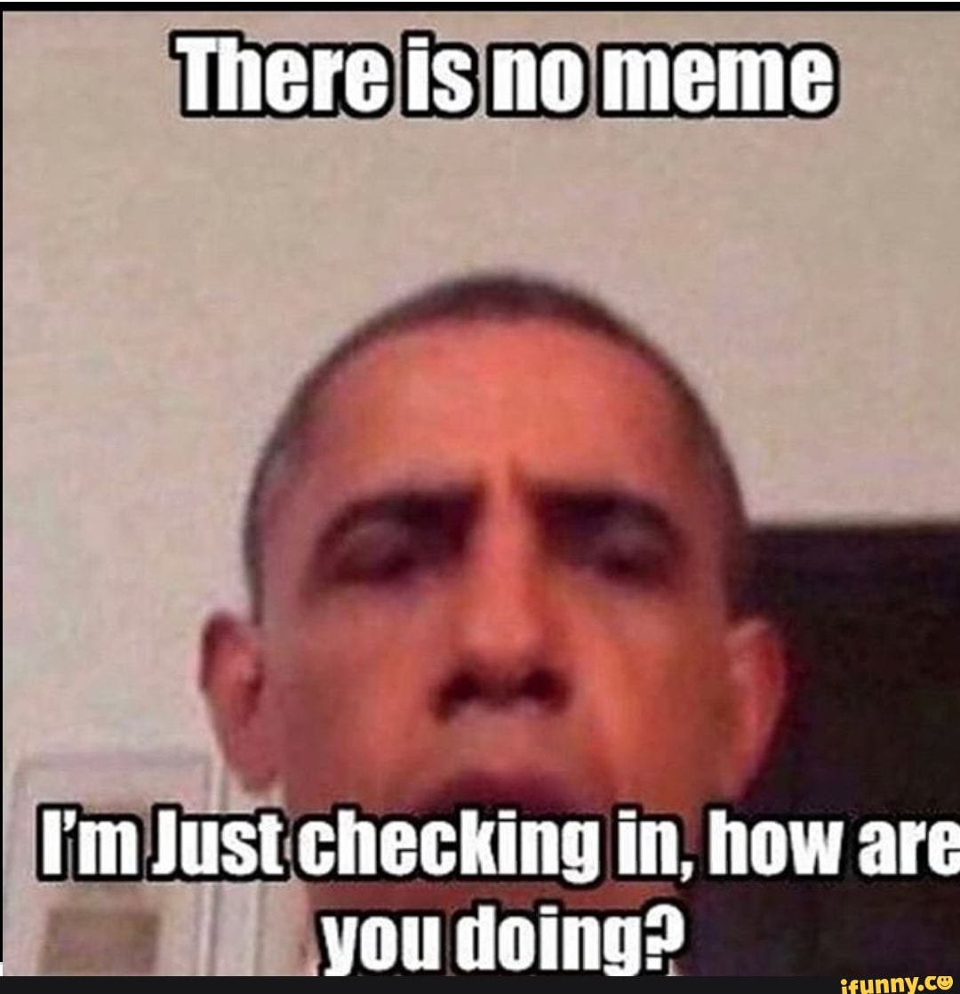 There is no meme Just checking in, how are you doing? - iFunny