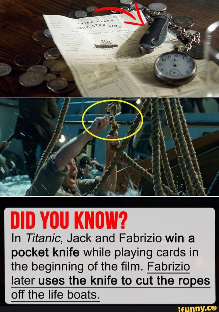 DID YOU KNOW? In Titanic, Jack and Fabrizio win a pocket knife while ...