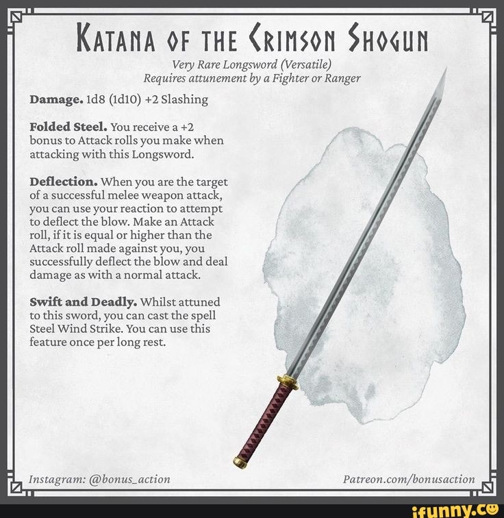 KATANA OF THE CRIMSON SHOGUN Very Rare Longsword (Versatile) Requires ...