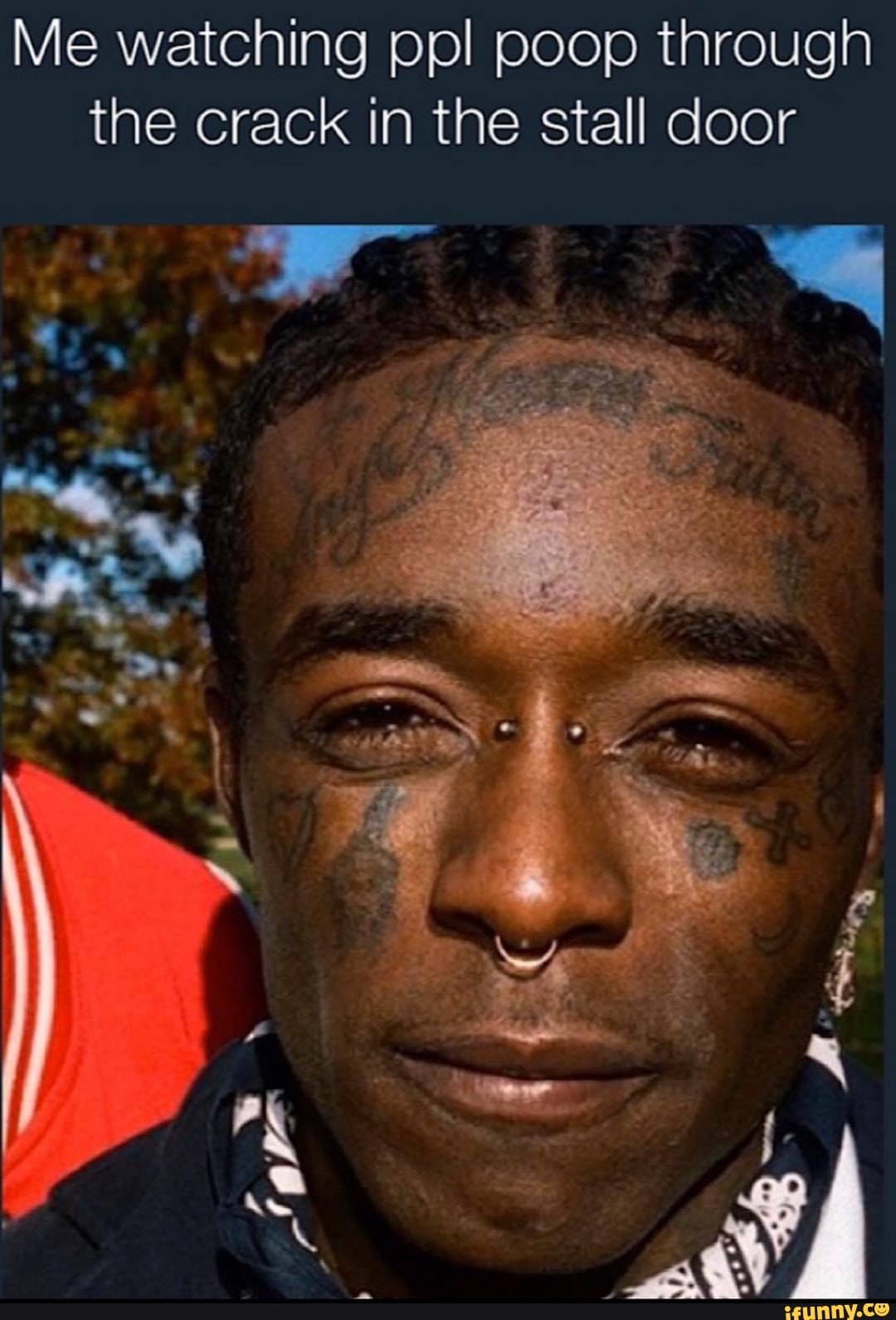 Me watching ppl poop through the crack in the stall door - iFunny