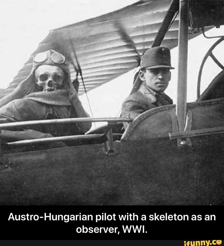 Austro-Hungarian pilot with a skeleton as an observer, WWI. - Austro ...