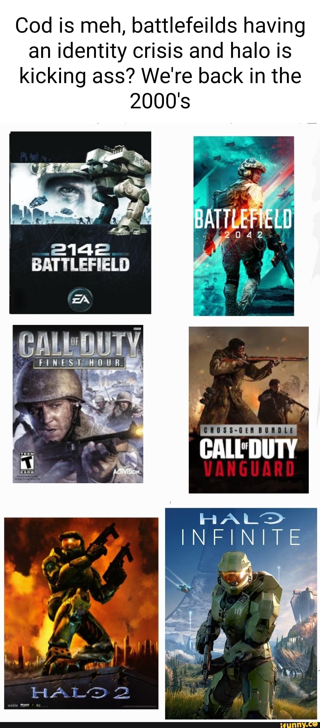 Cod is meh, battlefeilds having an identity crisis and halo is kicking ...