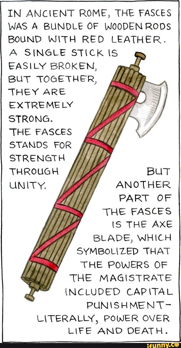 IN ANCIENT ROME, THE FASCES WAS A BUNDLE OF WOODEN RODS BOUND WITH RED ...