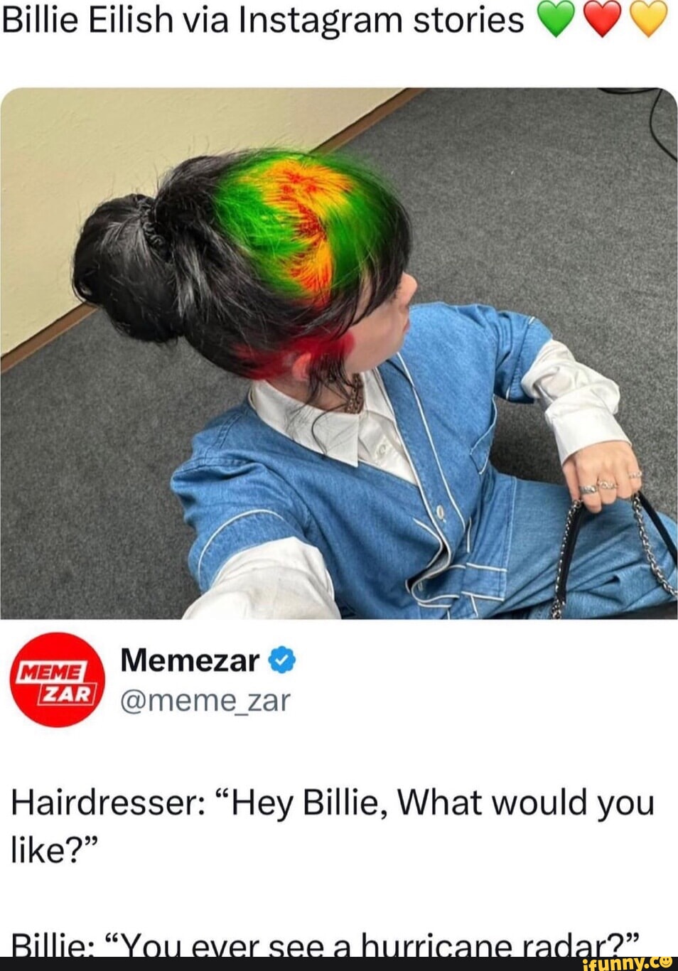 Billie Eilish via Instagram stories (meme Memezar @ @meme zar ...