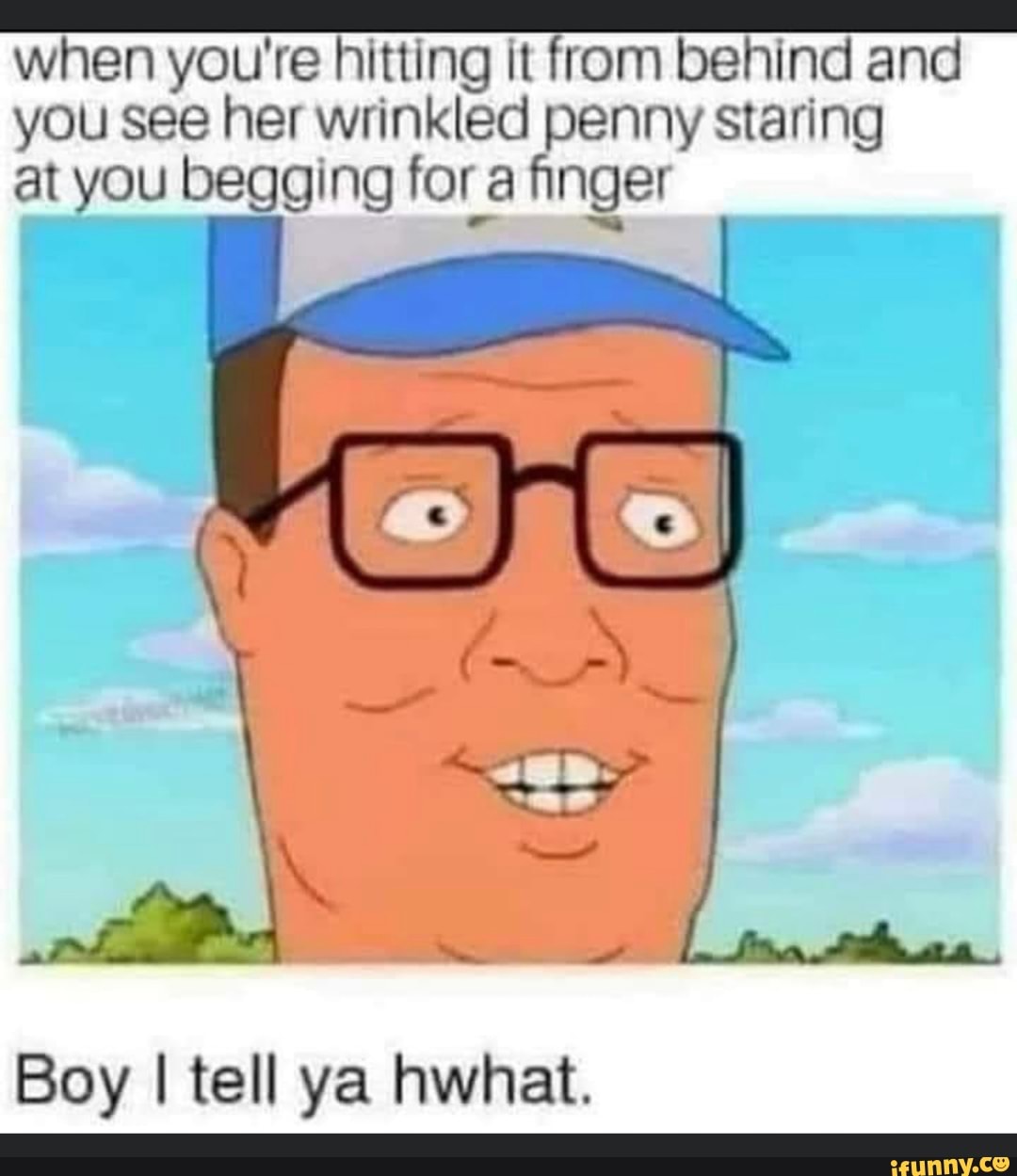 When you're hitting it from behind and you see her wrinkled penny ...
