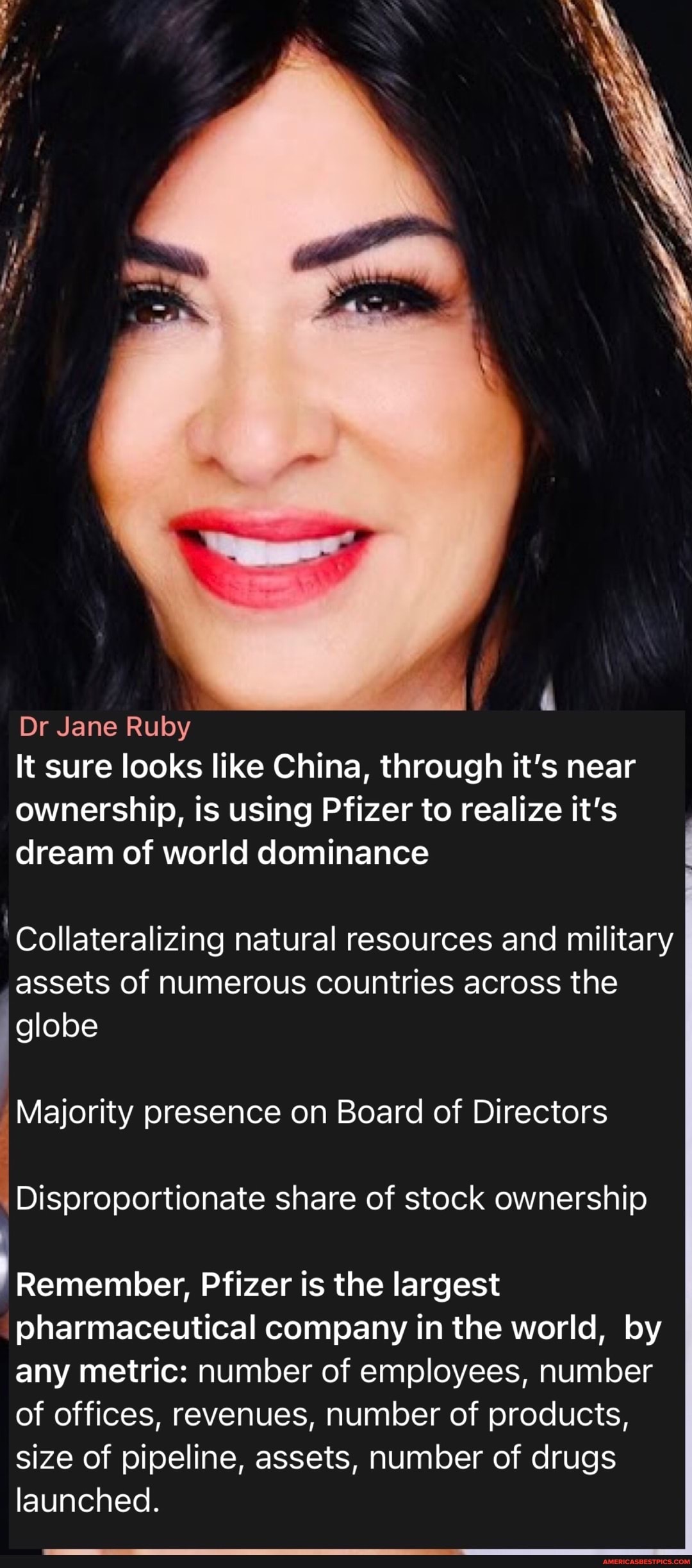 Dr Jane Ruby It sure looks like China, through it's near ownership, is ...