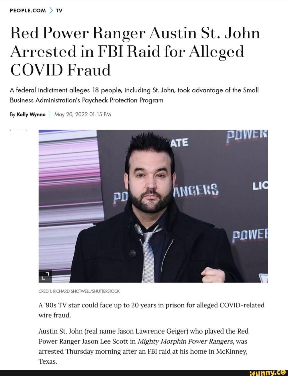 TV Red Power Ranger Austin St. John Arrested in FBI Raid for Alleged ...