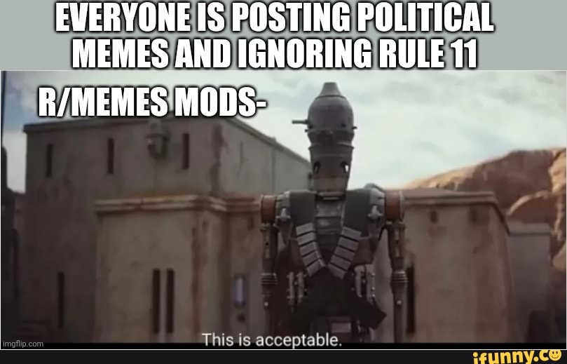 EVERYONE IS POSTING POLITICAL MEMES AND IGNORING RULE 11 MODS- - iFunny