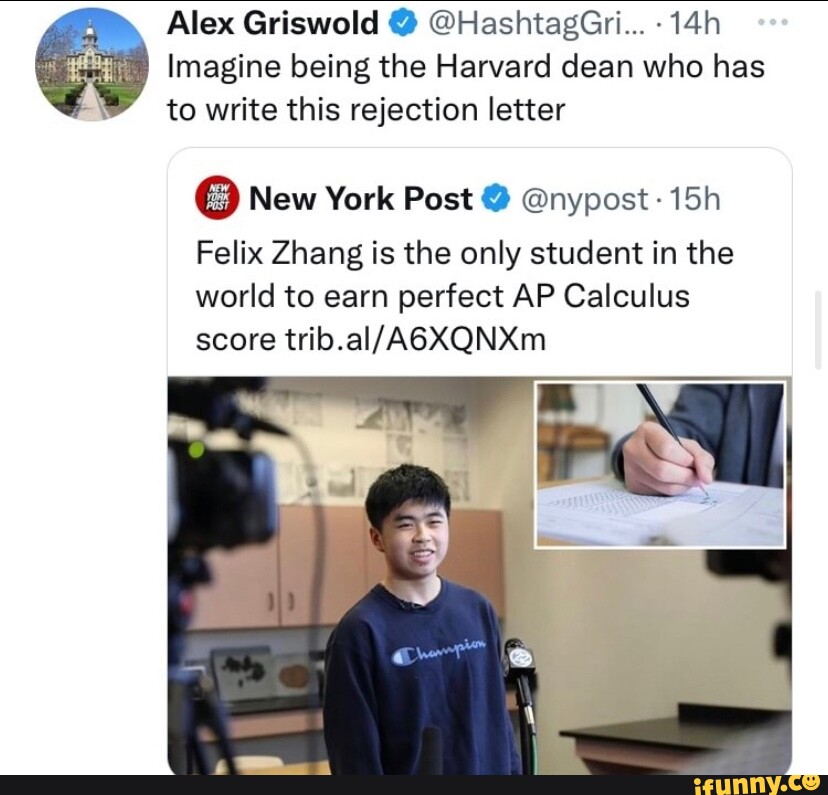 Alex Griswold @ @HashtagGri... Imagine being the Harvard dean who has ...
