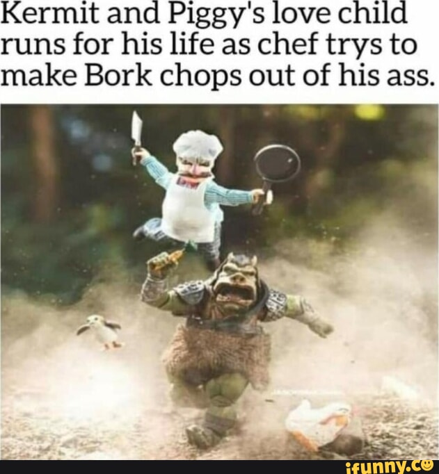 Kermit and Piggy's love child runs for his life as chef trys to make ...